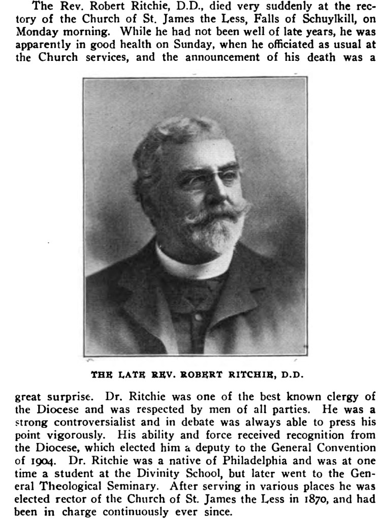 The Death of Rev. Robert Ritchie, Rector of Church of St. James the ...