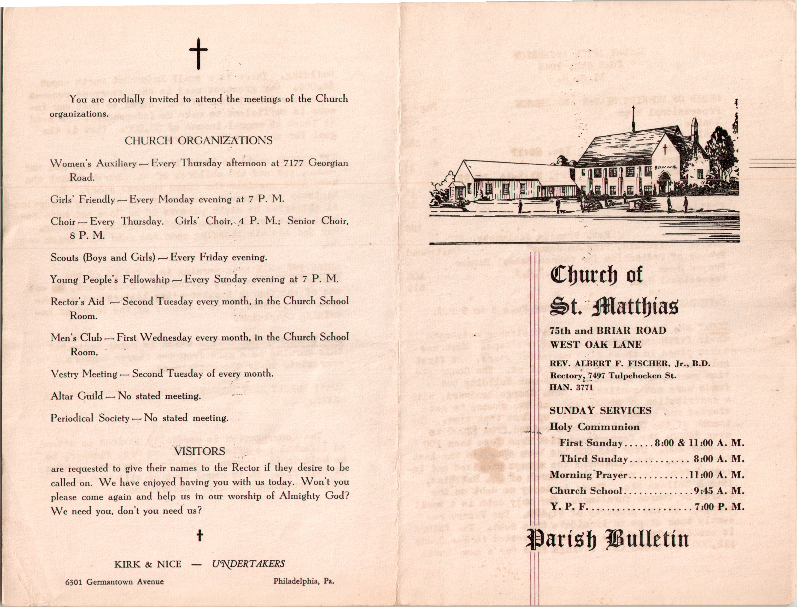 Service Leaflets from Church of St. Matthias, for 1943-1952 ...